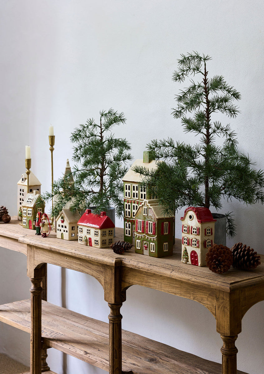 French Country Collections Alsace Tea Light House Christmas Green with ...